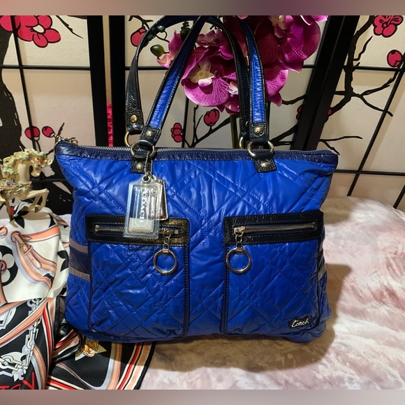 Coach | Bags | Coach Poppy Blue Ice Ski Bunny Glam Tote Rare Euc Almost ...